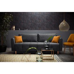 Schlafsofa Inosign, B:219cm H:93cm T:88cm, schwarz, Microfaser PRIMABELLE (100% Polyester);Samtoptik (100% Polyester);Zierkissen: 100%Polyester,