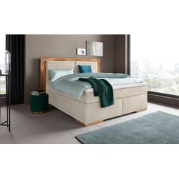 Boxspringbett Places of Style, B:190cm L:206cm, beige, Bezug: Luxus-Microfaser (100% Polyester);Bezug: Microfaser (100% Polyester), Komplettbetten,
