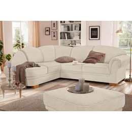 Ecksofa Home Affaire, B:249cm H:91cm T:218cm, beige, Jacquard ( 100% Polyester );Struktur Blume (100% Polyester), Wohnzimmer, Sofas, "Amrum L-Form",