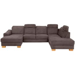 Wohnlandschaft Home Affaire, B:338cm H:86cm T:219cm, braun, Luxus-Microfaser Florence (100% Polyester), Sofas, "Dundee U-Form", wahlweise mit