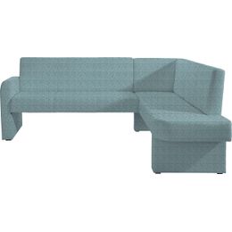 Eckbank Home Affaire, B:210cm H:89cm T:160cm, blau, Holzwerkstoff, Massivholz, Polyester, Küche, Sitzbänke, "Umag", Sitz und Rücken gepolstert,