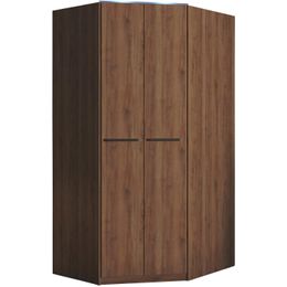 Eckkleiderschrank Priess, B:95cm H:193cm T:95cm, braun, Holzwerkstoff, Schr&auml;nke, "Barcelona Kleiderschrank Eckl&ouml;sung Raumwunder", in 2 Tiefen Schrank