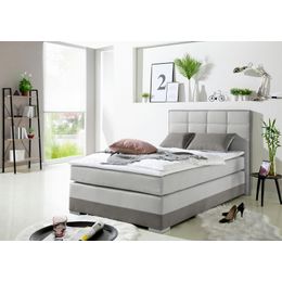 Boxspringbett Inosign, B:133cm L:210cm, grau, Komplettbetten, inklusive Topper und Wendekissen