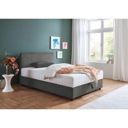 Bett, B:102cm H:97cm L:210cm, grau, ATLANTIC HOME COLLECTION, Schlafzimmer, Betten, "Corinna", Boxbett inkl. Stauraum, Cord, erhältlich in