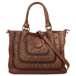 Samantha Look Damen Shopper, braun, Leder, Taschen, echt Leder, Made in Italy