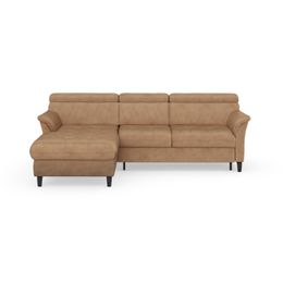 Sit & More Ecksofa SIT & MORE, B:257cm T:166cm, braun, 100% Polyester, Wohnzimmer, Sofas, "Marano L-Form", inklusive Kopfteilverstellung, wahlweise mit