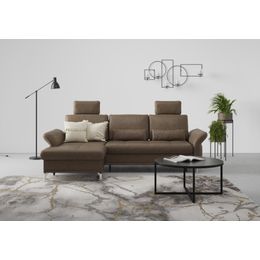 Ecksofa Inosign, B:275cm H:89cm T:175cm, braun, 100%Polyester, Wohnzimmer, Sofas, "Palm Beach L-Form", Federkern, mit Sitztiefenverstellung,