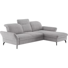 Sit & More Ecksofa SIT & MORE, B:267cm H:88cm T:200cm, silber, 90% Polyester, 10% Polyamid, Wohnzimmer, Sofas, "Leandro L-Form", Wahlweise mit Bett-, Kopfteil -