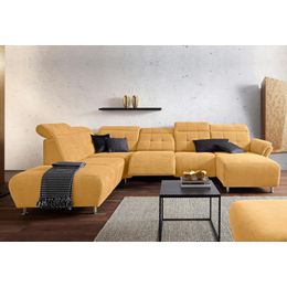 Wohnlandschaft Places of Style, B:345cm H:102cm T:247cm, gelb, Luxus Microfaser2 (90% Polyester, 10% Polyamid);Flachgewebe (100%