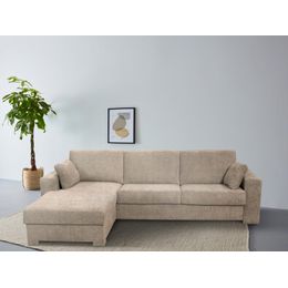 Ecksofa Home Affaire, B:300cm H:85cm T:173cm, braun, 100% Polyester, Wohnzimmer, Sofas, "Roma "L" Dauerschlaffunktion, mit Unterfederung",