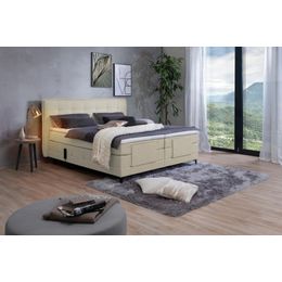 Boxspringbett Alina, B:200cm L:209cm, beige, Struktur fein TCM (100% Polyester), Jugendzimmer, Komplettbetten, "Edward", 180x200cm, mit motorischer