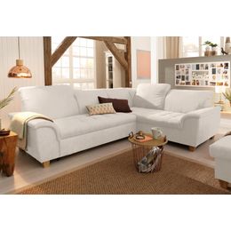 Ecksofa Home Affaire, B:275cm H:81cm T:214cm, beige, Luxus-Microfaser Lederoptik (100% Polyester);Microfaser PRIMABELLE (100% Polyester);Feinstruktur