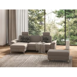 Sit & More Ecksofa SIT & MORE, B:277cm H:89cm T:170cm, grau, Wohnzimmer, Sofas, "Padua L-Form", inklusive Sitztiefenverstellung, Armteilfunktion und Federkern