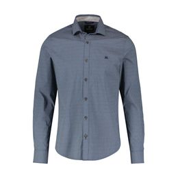 Lerros Herren Langarmhemd "Lerros Langarmhemd mit Minimal-AOP", blau, Gr. S, 97% Baumwolle, 3% Elasthan, Hemden