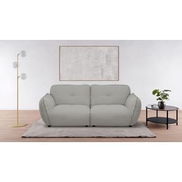 3-Sitzer BETYPE, B:242cm H:87cm T:120cm, silber, 100% Polyester, Sofas, "Be Fluffy", Softes Sitzgefühl, moderne Kedernaht, hochwertiger Bezug