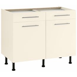 Wiho-K&uuml;chen Unterschrank WIHO K&Uuml;CHEN, B:100cm H:86,5cm T:58cm, beige, K&uuml;che, Schr&auml;nke, "Ela", Breite 100 cm, h&ouml;henverstellbare F&uuml;&szlig;e