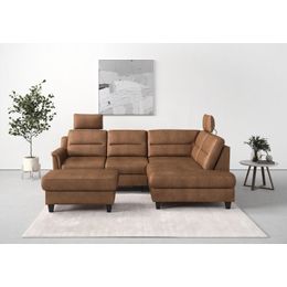 Sit & More Ecksofa SIT & MORE, B:251cm H:90cm T:187cm, braun, Wohnzimmer, Sofas, "Farö L-Form", inklusive Federkern, wahlweise mit Bettfunktion und Bettkasten
