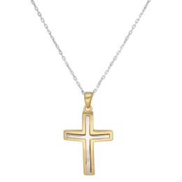 Firetti Damen Kette mit Anhänger "Schmuck Geschenk Silber 925 Halsschmuck Halskette Ankerkette Kreuz", Silber 925 (Sterlingsilber), L: 45, gold,