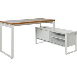 Eckschreibtisch Jahnke, B:147,2cm H:76cm T:120cm, braun, Büro, Tische, "LOOP", wechselseitig montierbar
