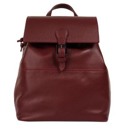 CLUTY Damen Cityrucksack, rot, Leder, Rindsleder, Rucksäcke, echt Leder, Made in Italy