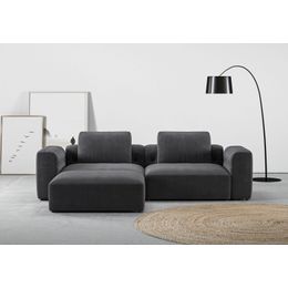 Ecksofa RAUM.ID, B:268cm H:62cm T:191cm, grau, 100% Polyester, Wohnzimmer, Sofas, "Cushid L-Form", Modulset, bestehend aus 3 Teilen