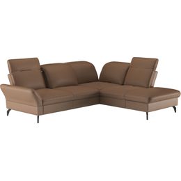Sit & More Ecksofa SIT & MORE, B:288cm H:88cm T:242cm, braun, 100% Polyester, Wohnzimmer, Sofas, "Leandro L-Form", Wahlweise mit Bett-, Kopfteil - und