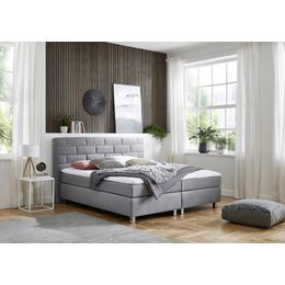 Boxspringbett, B:105cm L:210cm, grau, Westfalia Schlafkomfort, Bezug Bett: Feinstruktur 100% Polyester;Bezug Bonnell-Federkernmatratze: 100%