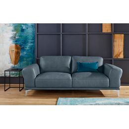 2,5-Sitzer W.Schillig, B:212cm H:78cm T:94cm, blau, Sofas, "montanaa", mit Metallfüßen in Silber matt, Breite 212 cm