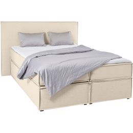 Boxspringbett, B:193cm L:213cm, beige, LeGer Home by Lena Gercke, 100% Polyester, Komplettbetten, "Yuma", incl. Topper, in 4 Breiten, 3