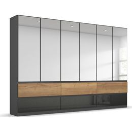 Dreht&uuml;renschrank Rauch, B:271cm H:210cm T:56cm, grau, Holzwerkstoff, Schr&auml;nke, "Winnipeg", grifflose Front, Schubk&auml;sten m. Griffmulde, auch mit