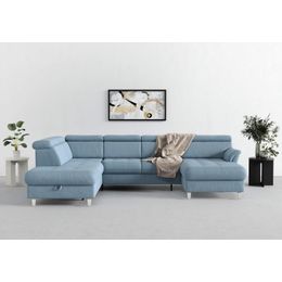 Sit & More Wohnlandschaft SIT & MORE, B:304cm T:216cm, blau, 98% Polyester, 2% Polyamid, Sofas, "Marano U-Form", inklusive Kopfteilverstellung, wahlweise mit
