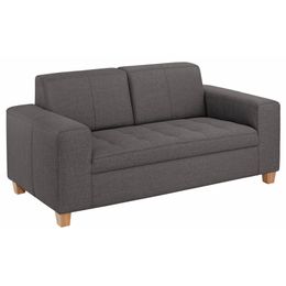 2-Sitzer Home Affaire, B:172cm H:80cm T:90cm, grau, NaturLEDER (echtes Rindsleder) auf Sitzfläche, Kunstleder im Korpus;Melrose (100%