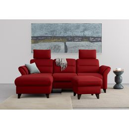 Sit & More Ecksofa SIT & MORE, B:250cm H:87cm T:163cm, rot, 100% Polyester, Wohnzimmer, Sofas, "Mellum L-Form", Federkern, wahlweise mit Bettfunktion,