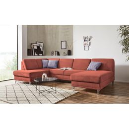 Sit & More Wohnlandschaft SIT & MORE, B:319cm H:89cm T:190cm, orange, Sofas, "Clio U-Form", wahlweise mit Bettfunktion und Bettkasten, inklusive Federkern