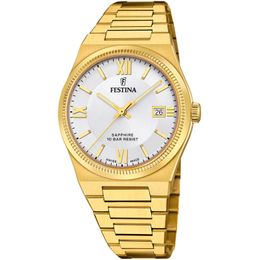 Festina Damen Quarzuhr, gold, Armbanduhren, Armbanduhr, Damenuhr, Herrenuhr, Swiss Made, Edelstahlarmband, Datum