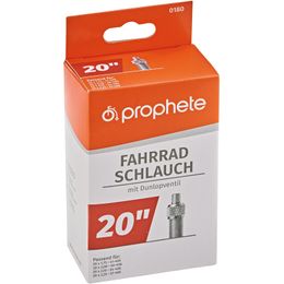 Prophete Fahrradschlauch "Fahrradschlauch", 48mm, Dunlopventil (DV), 20 Zoll (50,80cm), schwarz, Fahrradschläuche