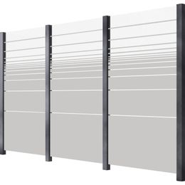 STAKET PRO Zaun, Pfosten: 4 Stk., grau, Garten, Zaunelemente, Glaszaun, Gesamtl&auml;nge: 3,284 m, 4 Pfosten