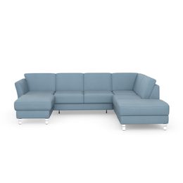Sit & More Wohnlandschaft SIT & MORE, B:303cm H:87cm T:213cm, blau, Sofas, "Visby U-Form", Wahlweise mit Bettfunktion und Stauraum, frei im Raum stellbar