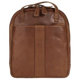 CLUTY Damen Cityrucksack, braun, Leder, Rindsleder, Retro, Rucksäcke, echt Leder
