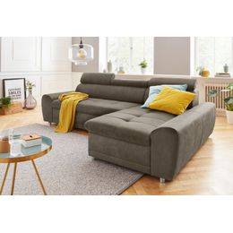 Sit & More Ecksofa SIT & MORE, B:272cm H:92cm T:169cm, grau, Flachgewebe (100% Polyester);Luxus-Microfaser (100% Polyester);Struktur (100% Polyester),