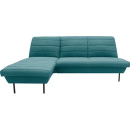 Ecksofa, B:214cm H:92cm T:168cm, blau, LOOKS by Wolfgang Joop, 100% Polyester, Wohnzimmer, Sofas, "LOOKS IX L-Form", Quersteppung, ohne Armlehnen