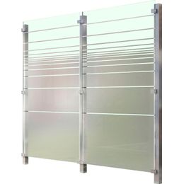 STAKET PRO Zaun, Pfosten: 3 Stk., silber, Zaunelemente, Glaszaun, Gesamtl&auml;nge: 2,265 m, 3 Pfosten