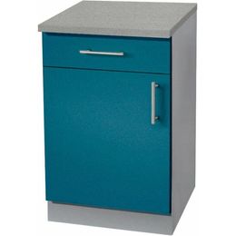 Wiho-K&uuml;chen Unterschrank WIHO K&Uuml;CHEN, B:50cm H:85cm T:60cm, blau, K&uuml;che, Schr&auml;nke, "Kiel", 50 cm breit, in Tiefe 60 cm