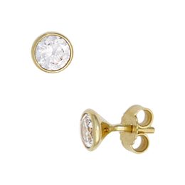 Jobo Damen Paar Ohrstecker, 4,8mm, Gelbgold 333, gold, Gelbgold 333, Ohrringe, rund 333 Gold mit Zirkonia