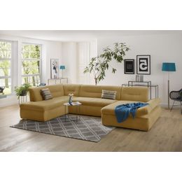 Wohnlandschaft Inosign, B:355cm H:80cm T:216cm, gelb, 95% Polyester, 5% Polyacryl, Sofas, "Avesa U-Form", Wahlweise mit Armteilverstellung und