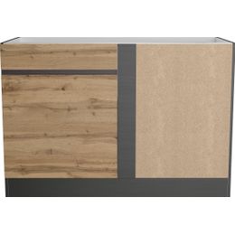 Eckunterschrank KOCHSTATION, B:120cm H:82cm T:60cm, braun, Holzwerkstoff, Küche, Schränke, "KS-Riesa", Breite 120 cm, MDF-Fronten