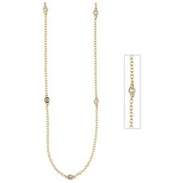 Jobo Damen Collier, Silber 925 (Sterlingsilber), L: 47, gold, Silber 925 (Sterlingsilber), Halsketten, 925 Silber vergoldet mit Zirkonia 47 cm