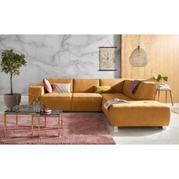 Ecksofa Inosign, B:272cm H:78cm T:222cm, gelb, Struktur fein (100% Polyester);Luxus-Microfaser weich (90% Polyester, 10% Polyacryl);Struktur