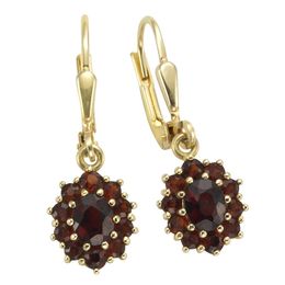 Vivance Damen Paar Ohrh&auml;nger "333/- Gelbgold mit Granat", one-size, Gold, gelb, Gold, Ohrringe