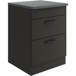 Kochfeldumbauschrank Optifit, B:60cm H:84,8cm T:60cm, schwarz, Spanplatte, Schr&auml;nke, "Palma", Breite 60 cm, f&uuml;r Kochfelder, mit 2 Ausz&uuml;gen